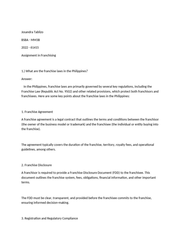 Josandra Tabliz-WPS Office | PDF | Franchising | Breach Of Contract