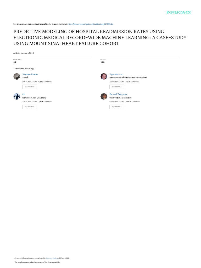 1 HeartFailure Readmission | PDF | Health Care | Medicine