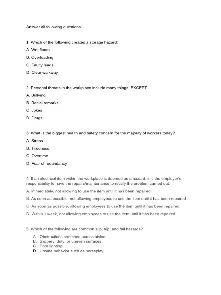 Quiz Housekeeping | PDF
