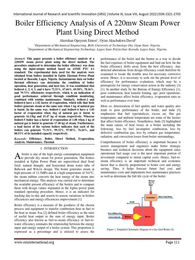 Boiler Efficiency Analysis of A 220mw ST | PDF | Boiler | Steam