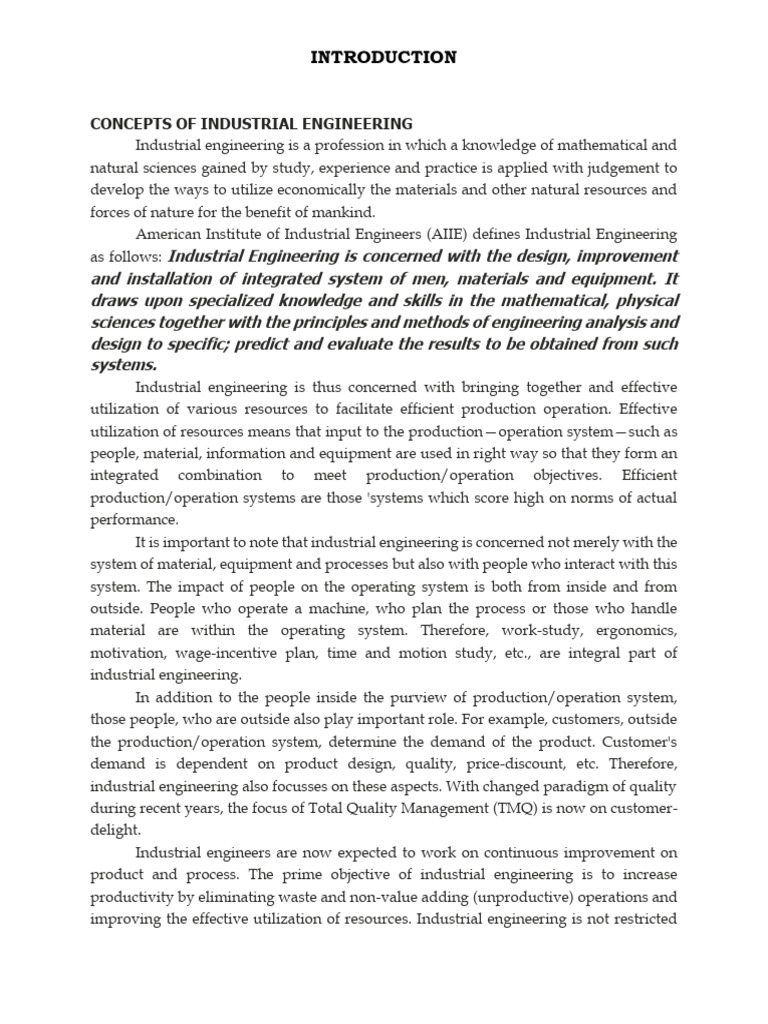 Unit - I - Introduction To Industrial Engineering | PDF | Industrial Engineering | Engineering
