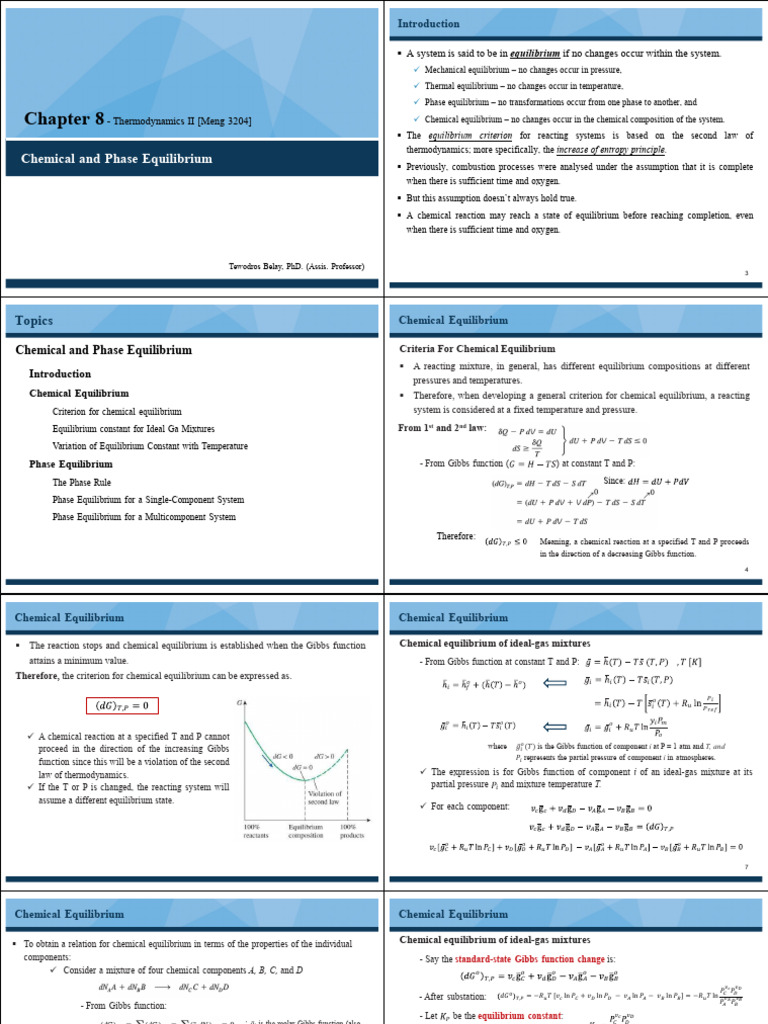 Chapter 8 - Chemical and Phase Equilibrium | PDF | Chemical Equilibrium | Phase Rule