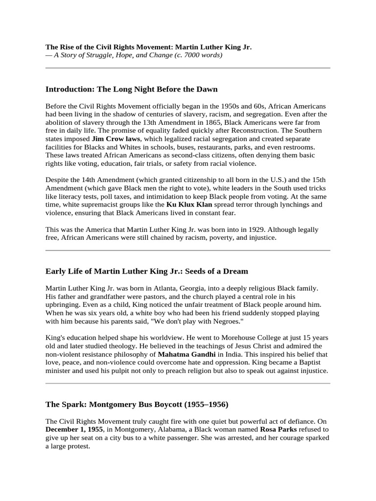 Martin Luther King Jr. and Civil Rights | PDF | March On Washington For ...