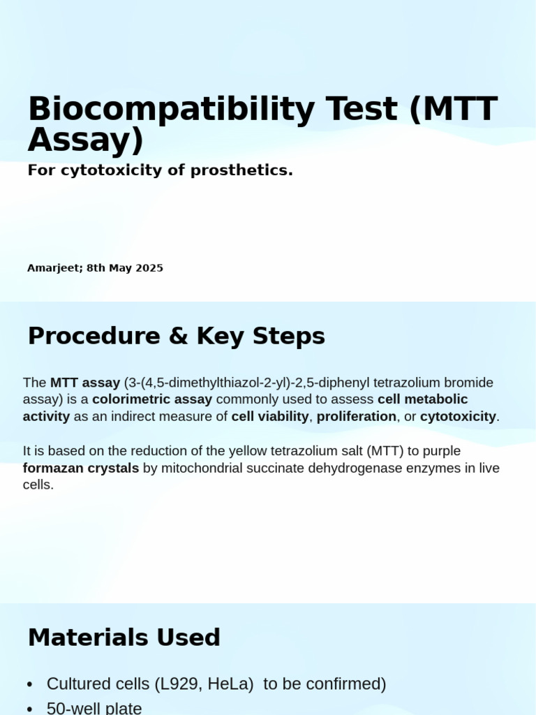 Biocompatibility Test | PDF | Laboratory Techniques | Biochemistry