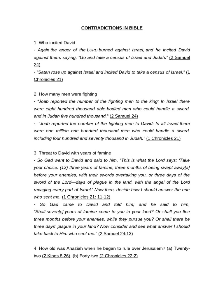Contradictions in Bible New 1 | PDF | Jesus | Gospel Of Mark