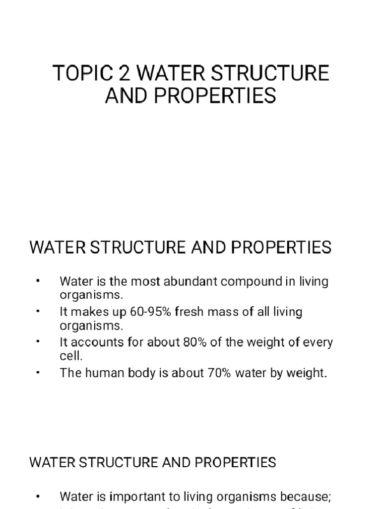 Topic 2 Water Structure and Properties 2025 - Phoenix | PDF