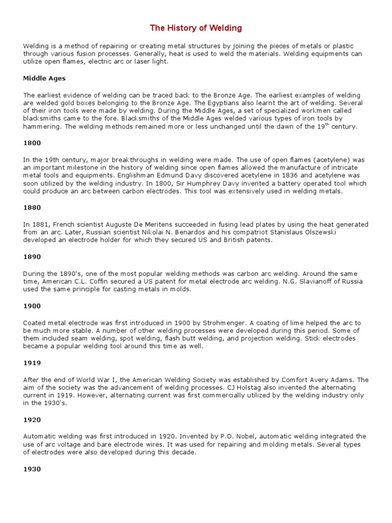 The History of Welding | PDF | Welding | Construction