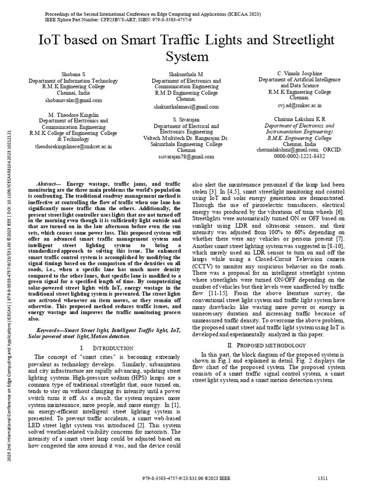 IoT Based On Smart Traffic Lights and Streetlight System | PDF | Street Light | Traffic