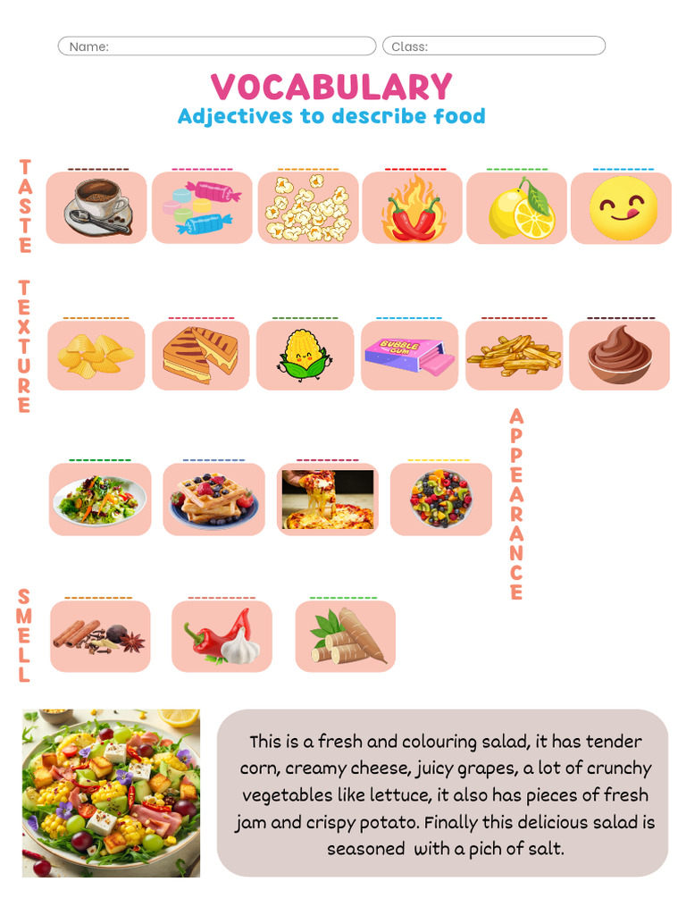 Adjectives Food Infography | PDF