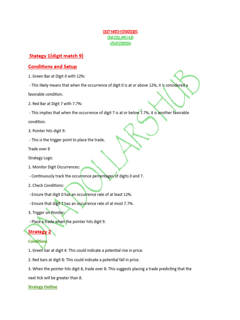 Digit Match Strategy by Dna Dollars Hub | PDF