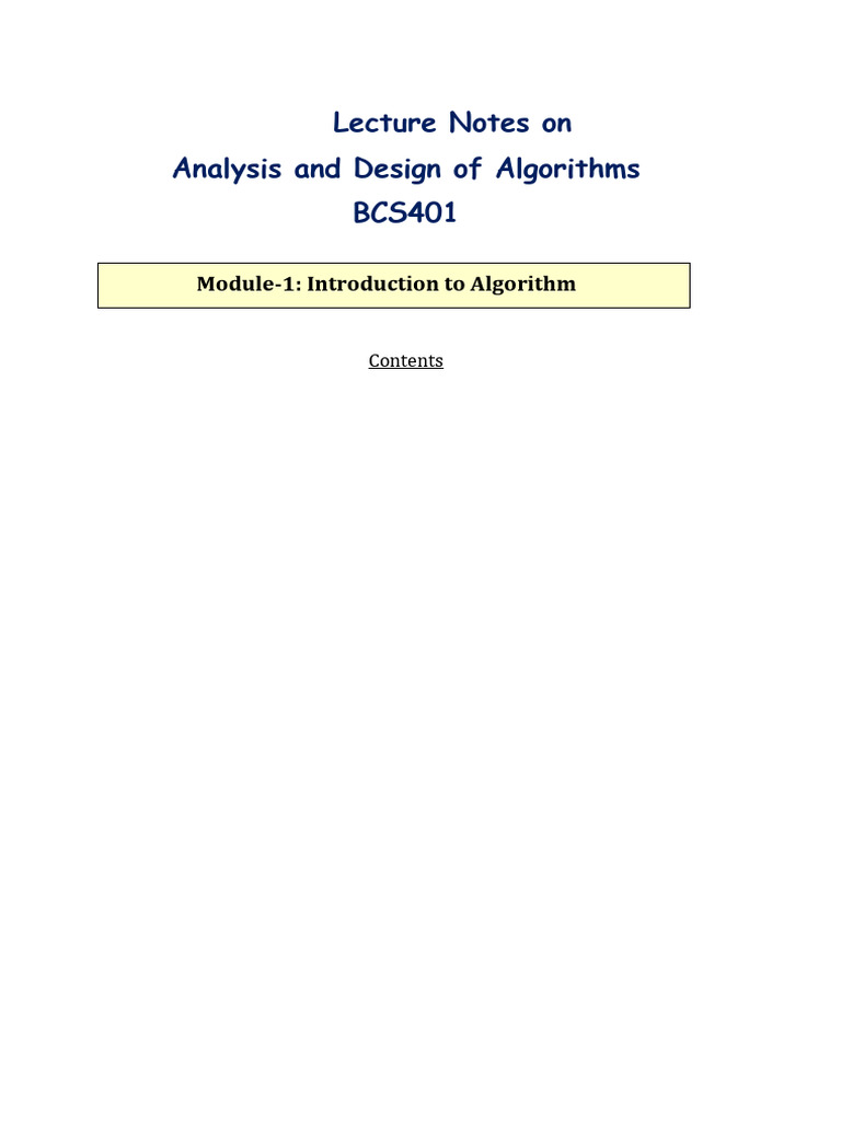 Ada Notes | PDF | Time Complexity | Algorithms