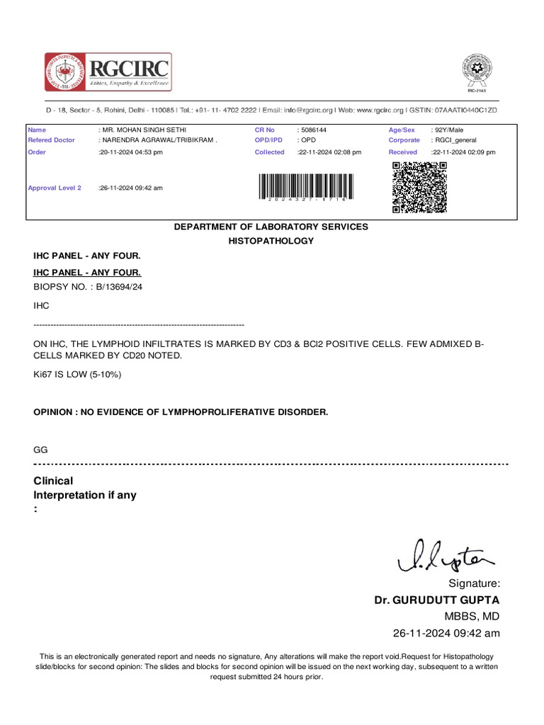 Department of Laboratory Services Histopathology Ihc Panel - Any Four ...