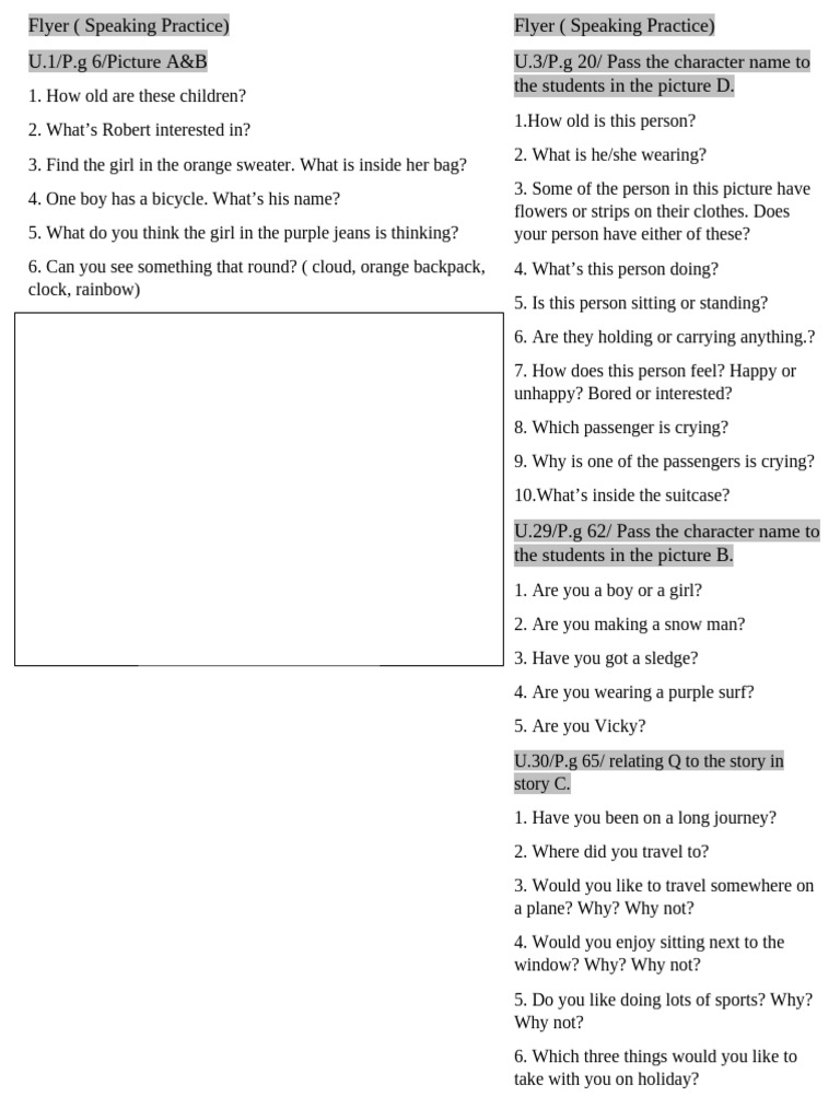 Flyer (Speaking Practice) Teacher | PDF