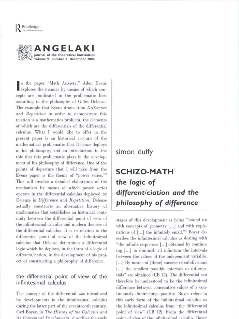 Angelaki: Simon Duffy Schizo-Math' | PDF