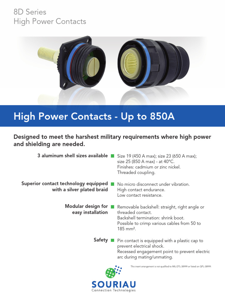 8d High Power Contacts Datasheet | PDF | Electrical Connector ...