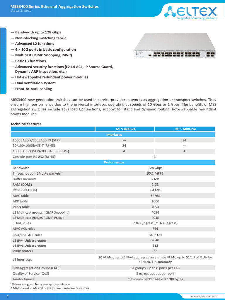 MES3400-24F - Datasheet - 10.3.6.3 - En-1 | PDF | I Pv6 | Network Switch