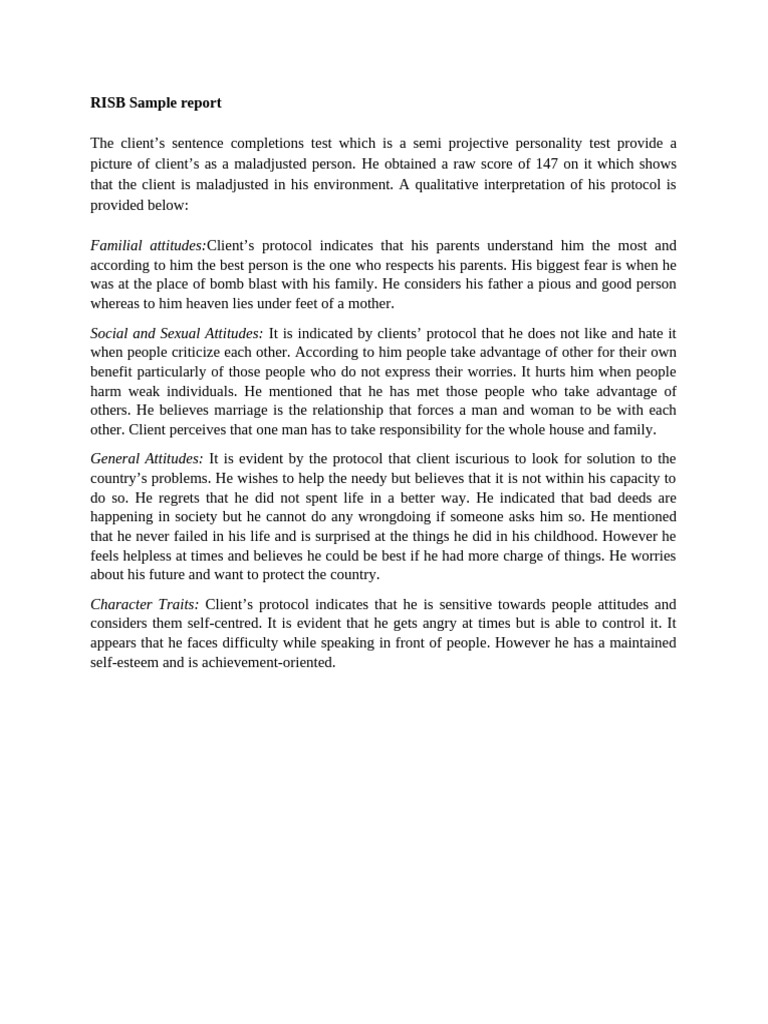 RISB Sample Report | PDF