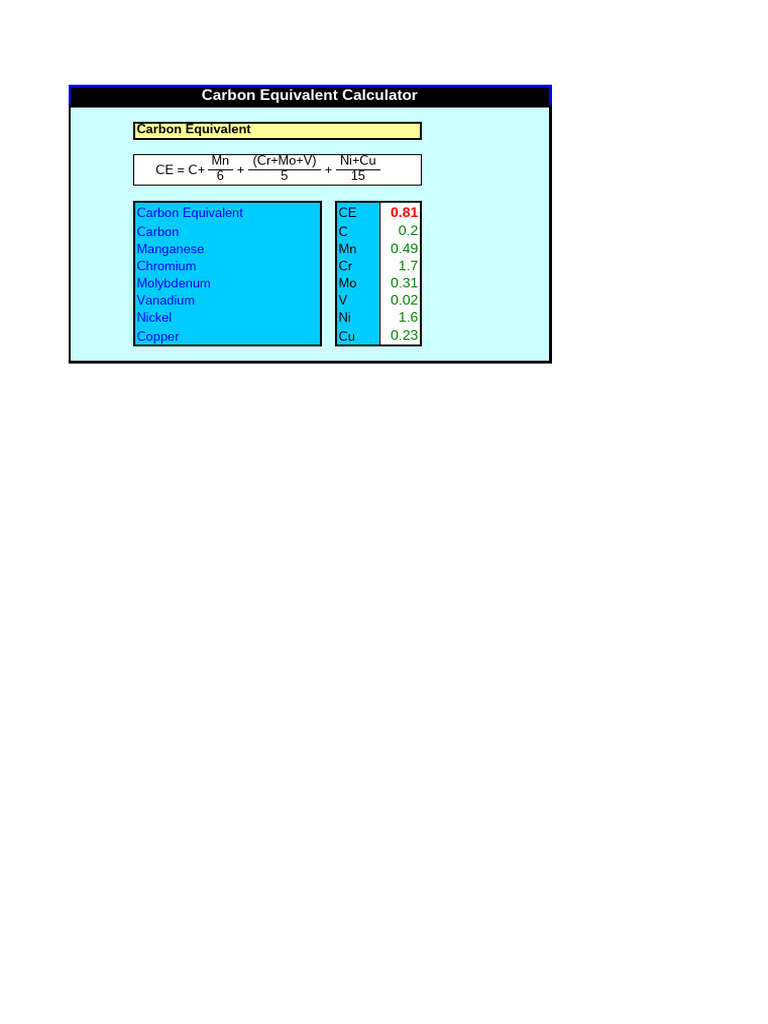 AS1554 Carbon Equivelent Calculator | PDF