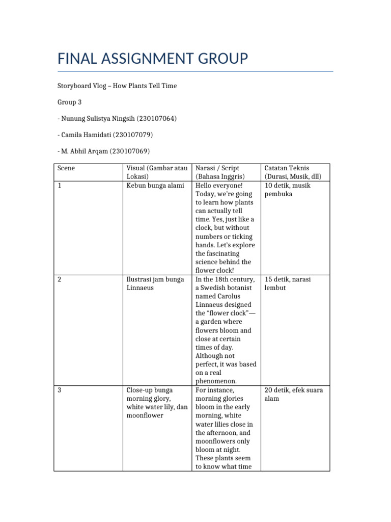 Storyboard How Plants Tell Time Group 3 | PDF | Photosynthesis | Plants