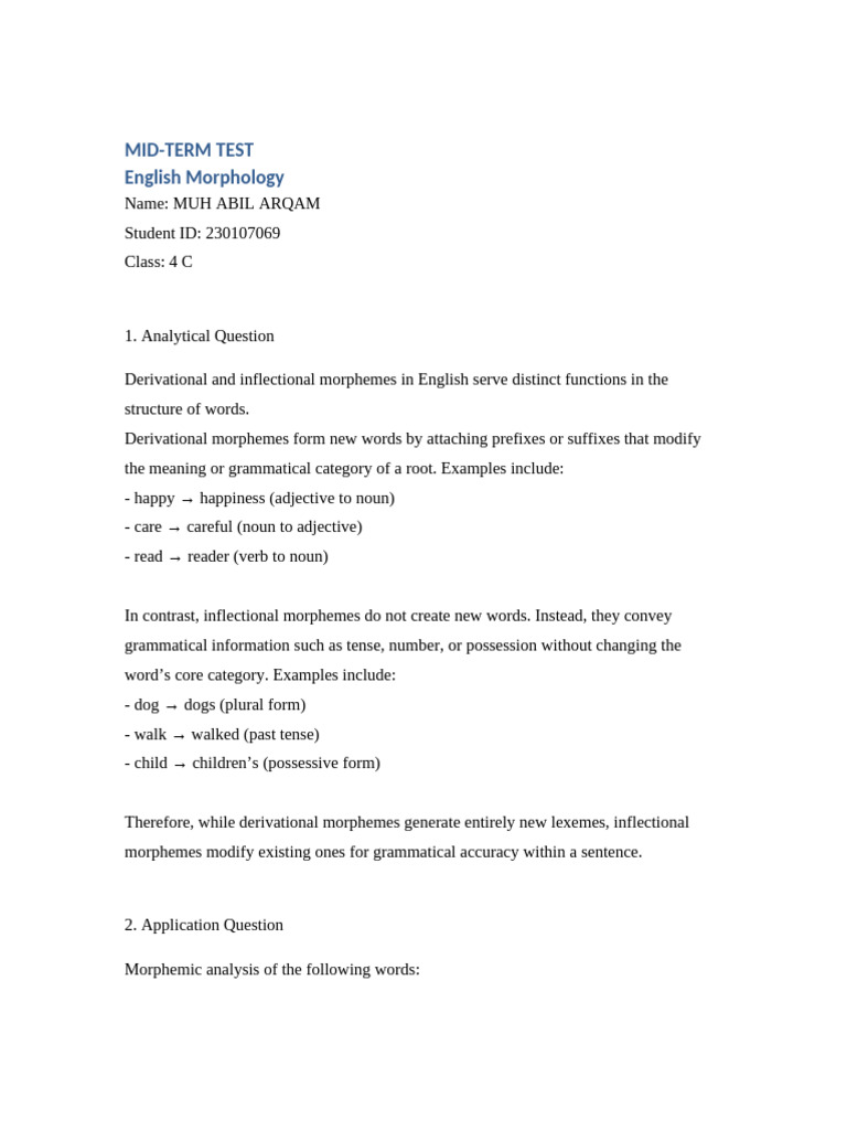 English Morphology: Morphemes Explained | PDF