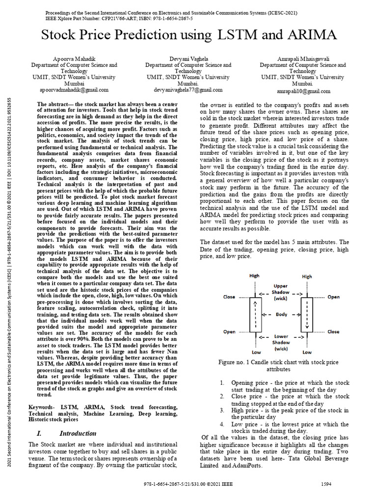 M1stock Price Prediction Using LSTM and ARIMA | PDF | Autoregressive Integrated Moving Average ...