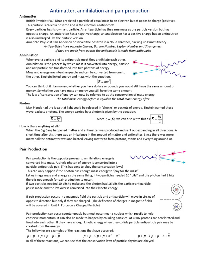 Annihilation and Pair Production Explained | PDF | Elementary Particle ...
