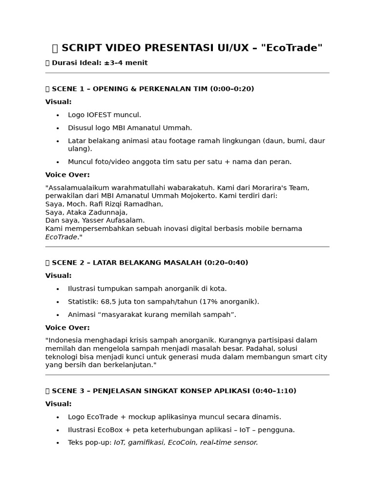 ? Script Video Presentasi Ui | PDF