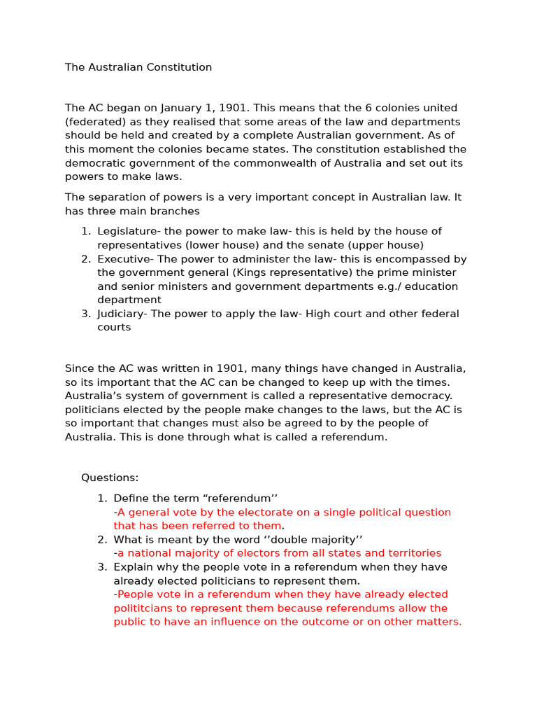 Australian Contitution Thing | PDF | Democracy | Political Ideologies
