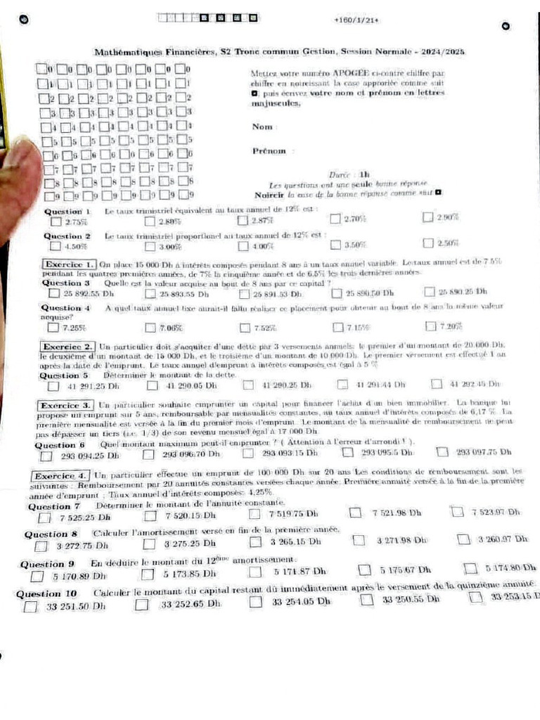 Math Fin Corrigé d’Exam 2025 SN | PDF