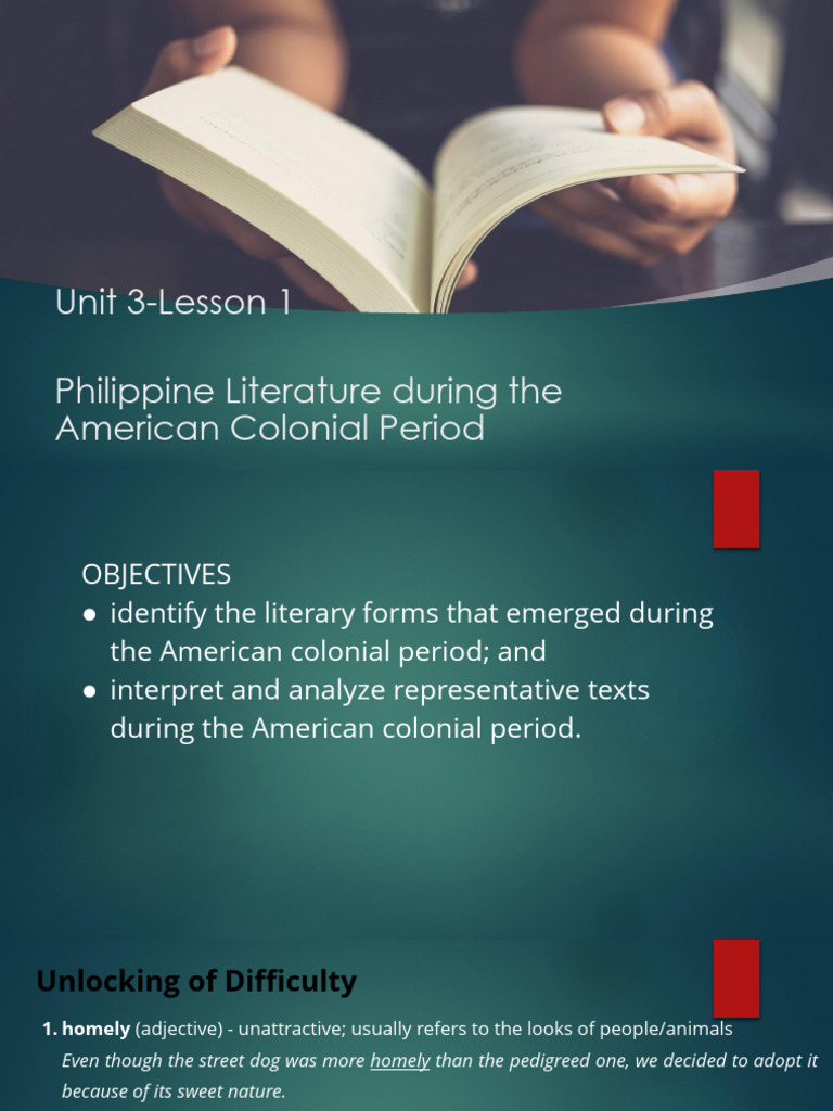 UNIT 3 LESSON 1 Philippine Literature During The American Colonial ...