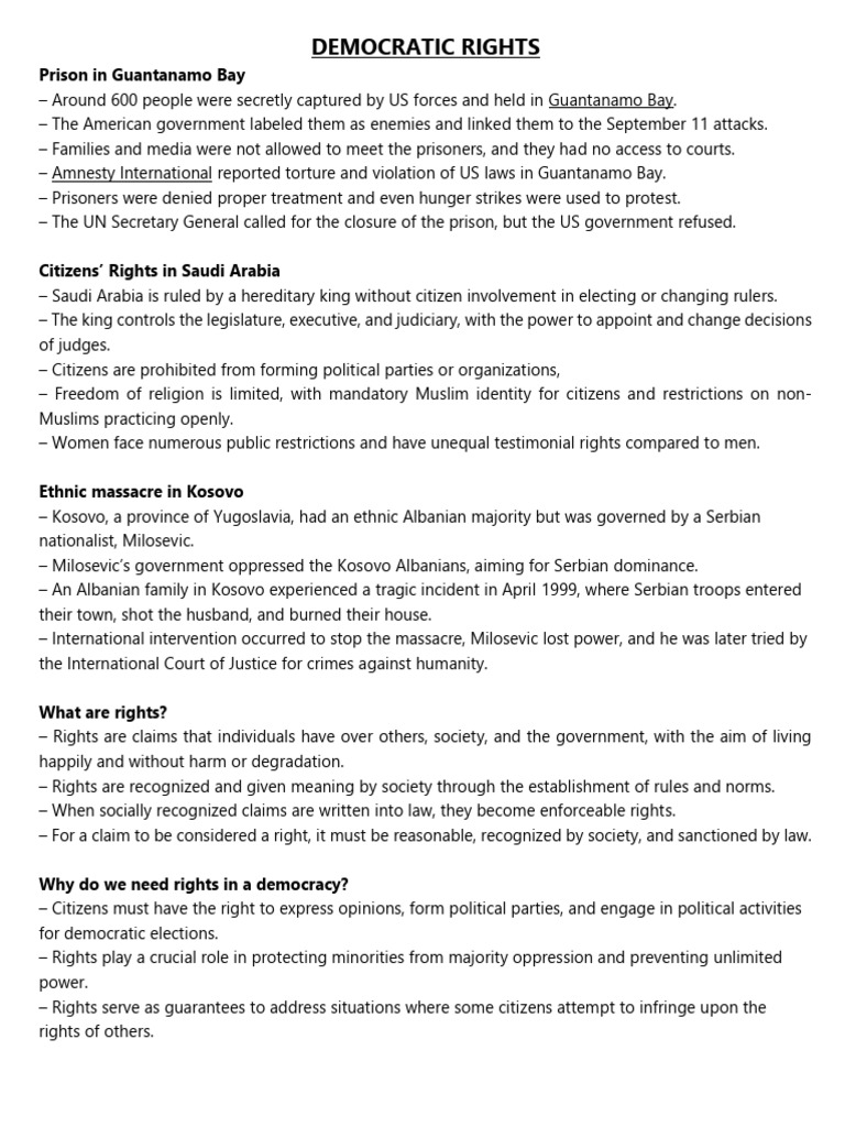 Democratic Rights Notes | PDF | Government | Government And Personhood