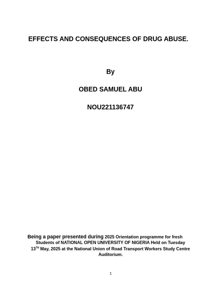 OBED Article On Drug Abuse | PDF | Substance Abuse | Adolescence