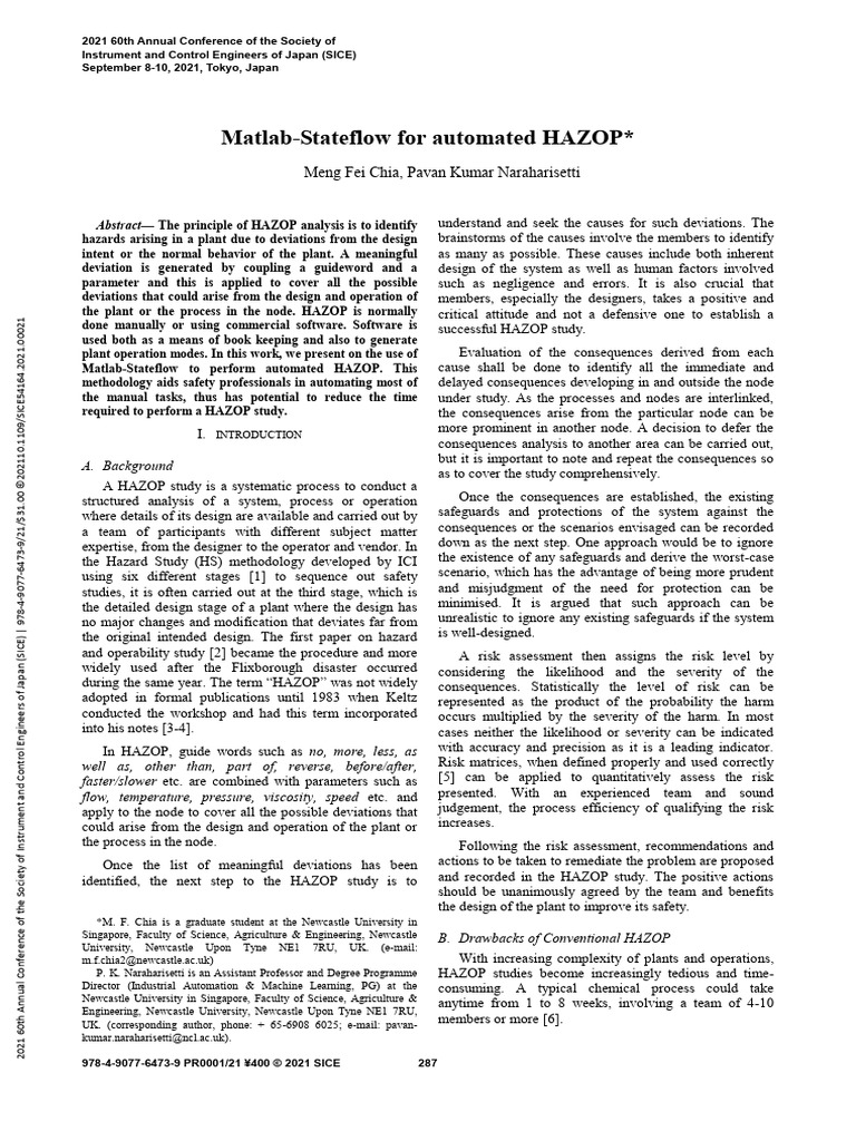 Matlab-Stateflow for Automated HAZOP | PDF | Risk | Inference