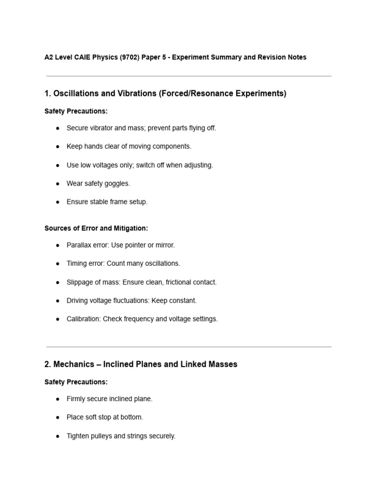 A2 Physics Paper 5 Experiment Notes | PDF | Capacitor | Microphone