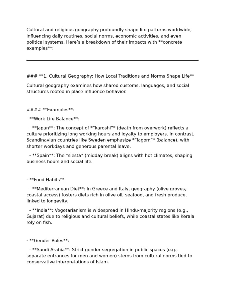 Cultural and Religious Geography Effects On People Life Pattern | PDF ...
