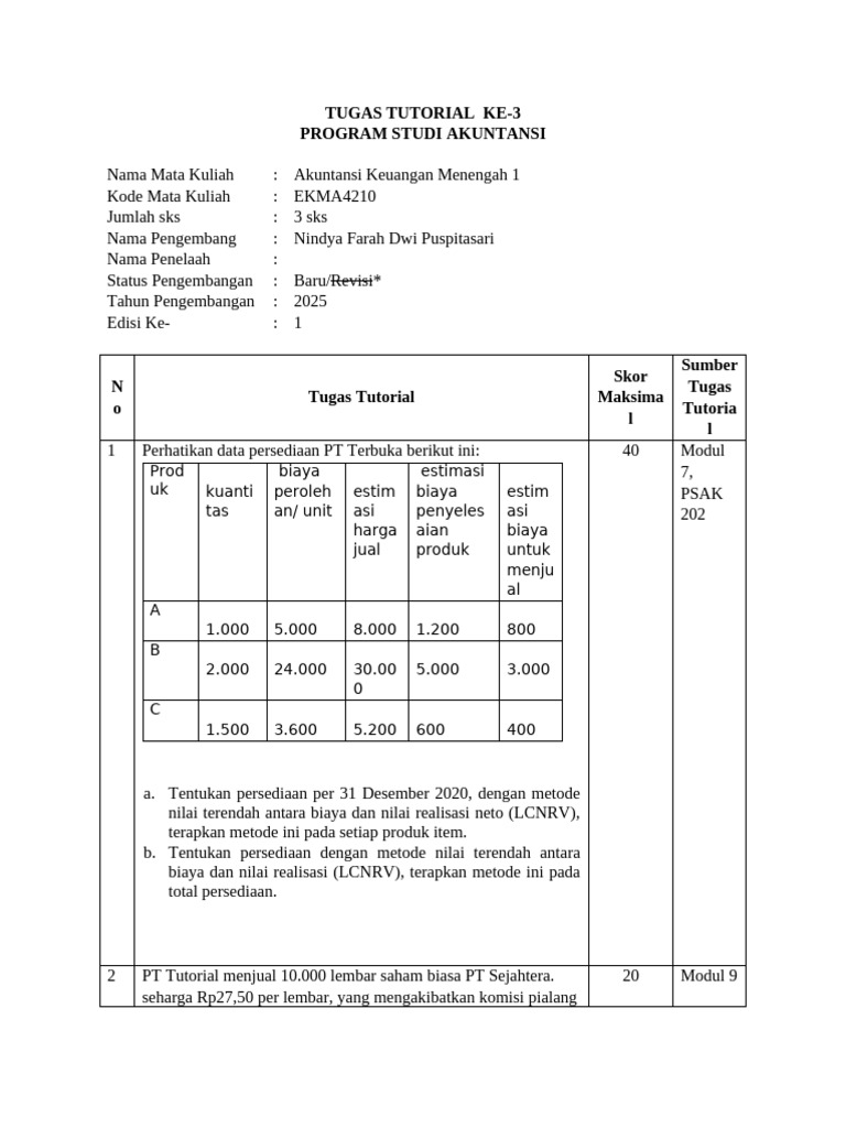 Tugas 3 - Akuntansi Keuangan Menengah I | PDF