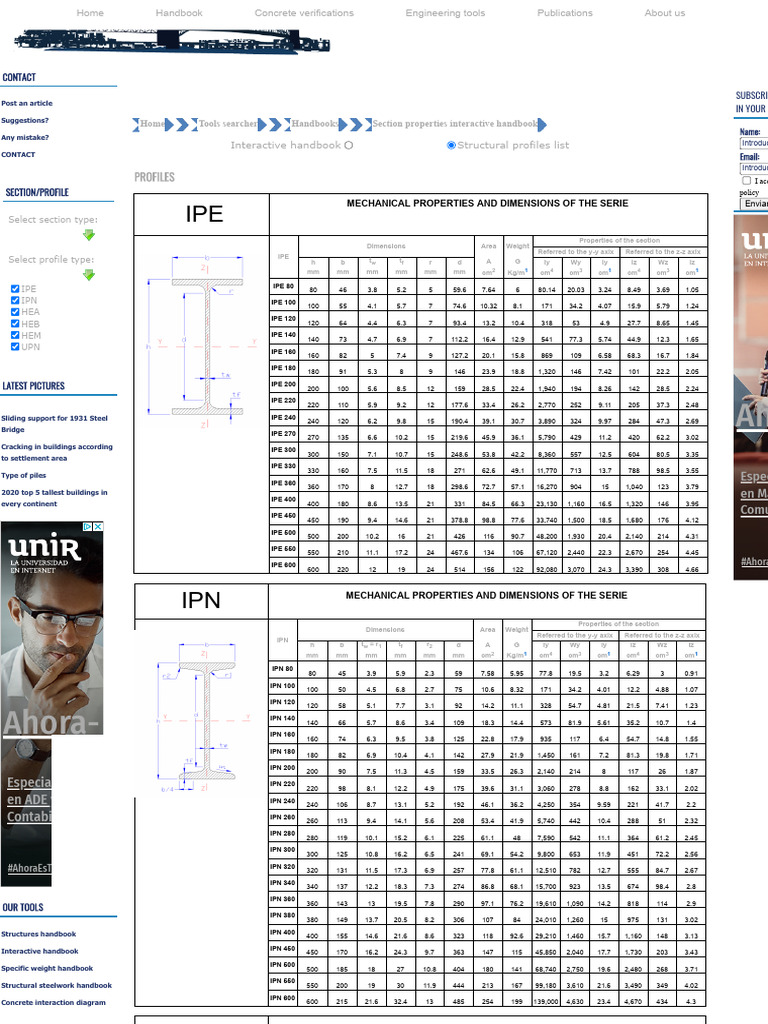 Structural Steelwork Handbook (IPE, IPN, HEA, HEB, UPN) | PDF | Building Engineering | Applied ...