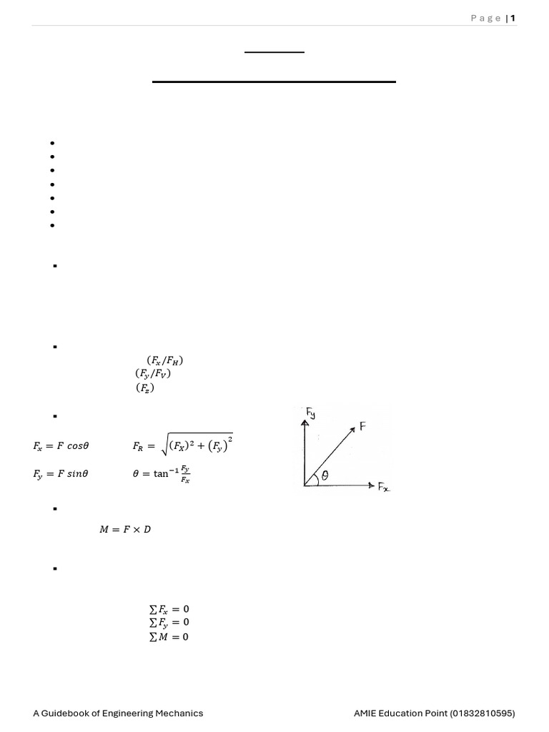 Engineering Mechanics AMIE | PDF | Force | Truss