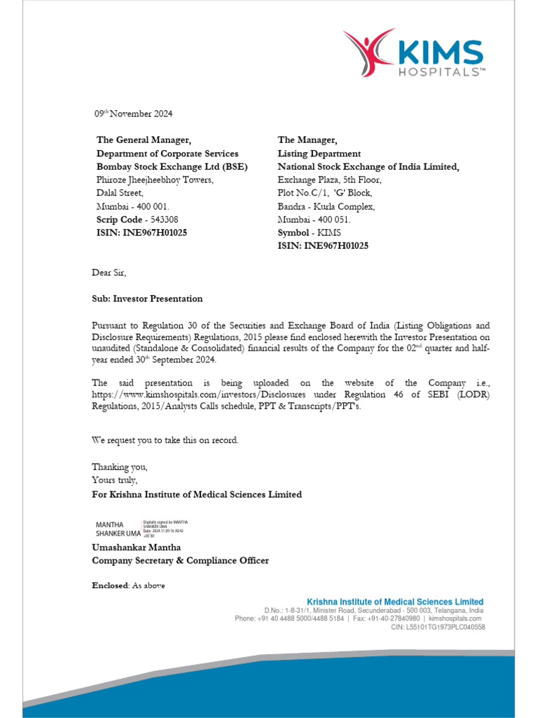Investor Presentation Final KIMS | PDF | Clinical Medicine | Medical Specialties