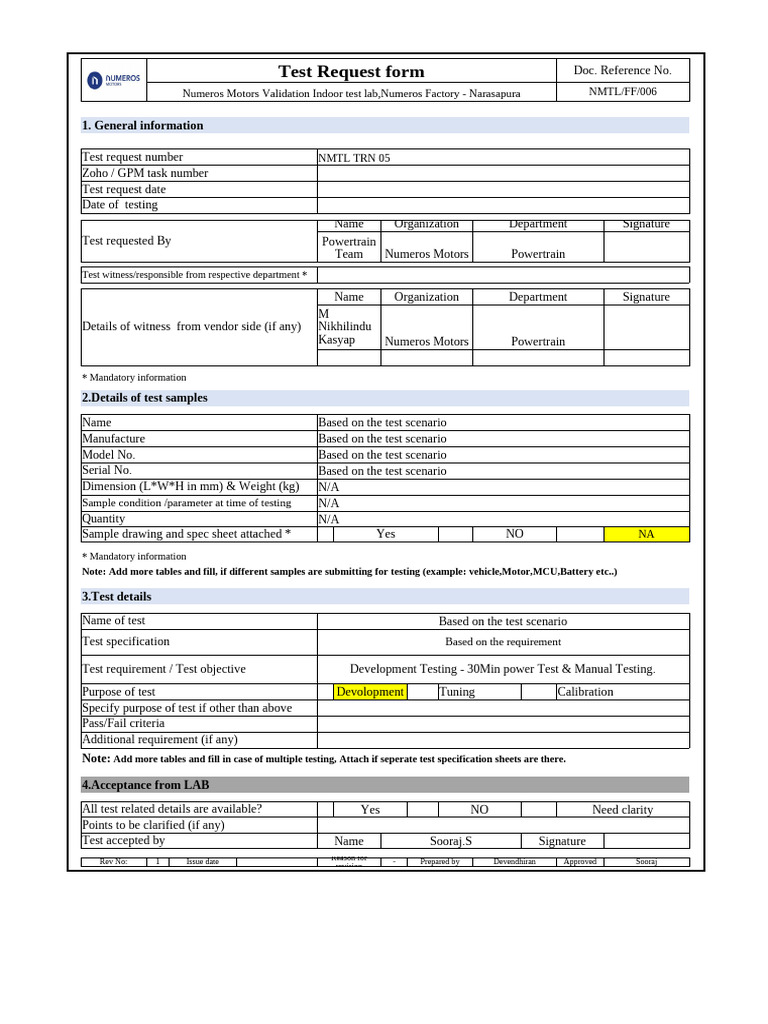 TRF Form | PDF | Specification (Technical Standard) | Vehicles