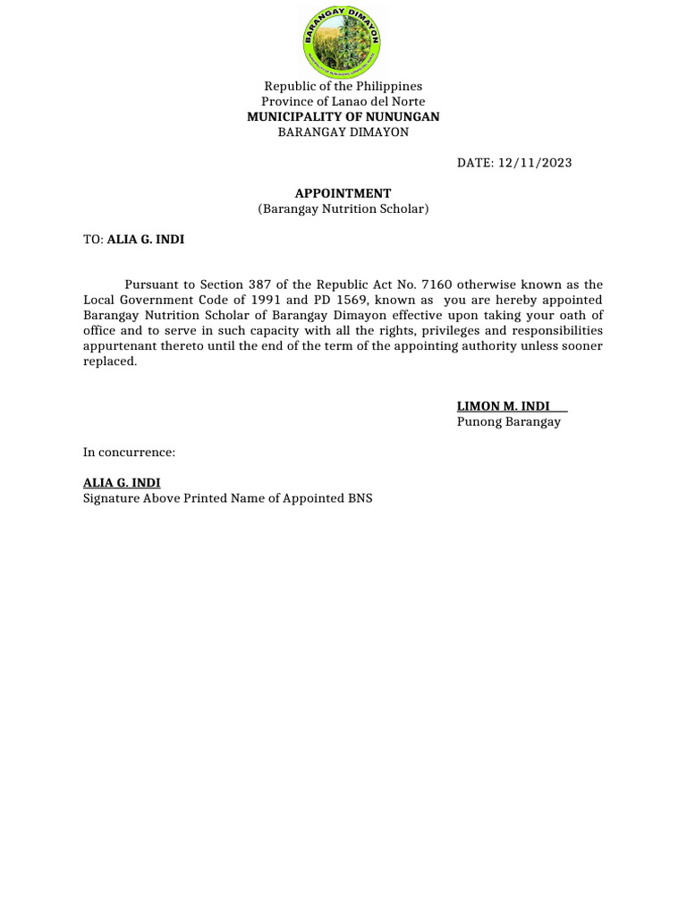 Appointment BNS | PDF