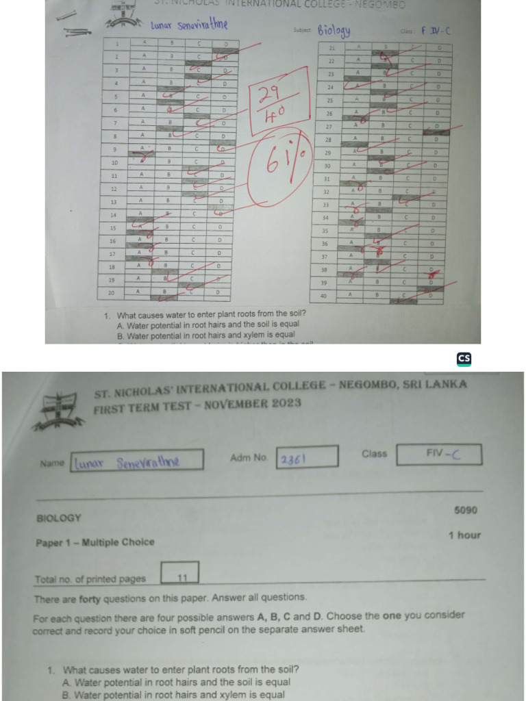 Biology F4 1st Term | PDF
