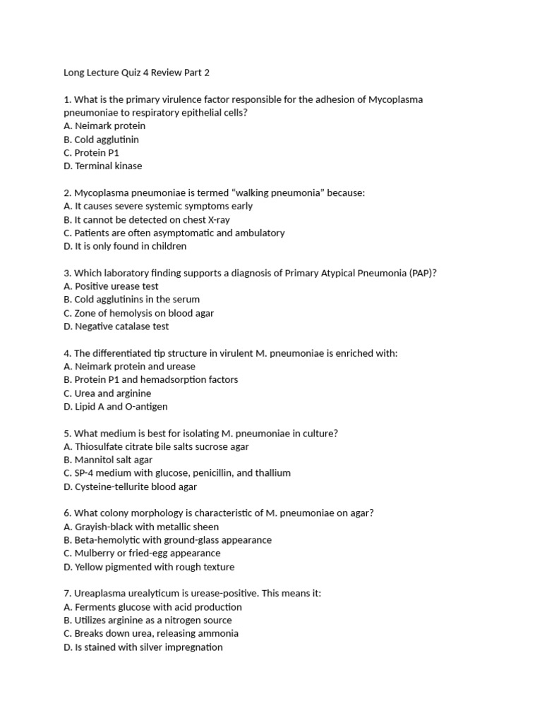 Long Lecture Quiz 4 Review Part 2 | PDF | Microbiology | Immunology