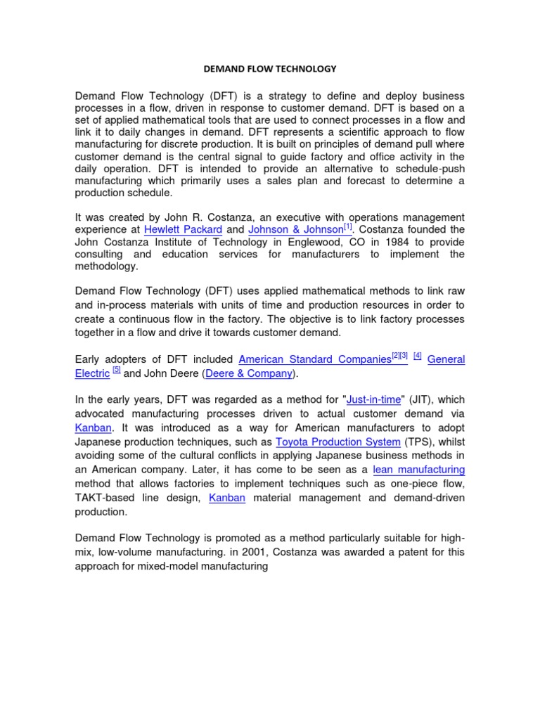 Demand Flow Technology | PDF | Production And Manufacturing | Systems ...