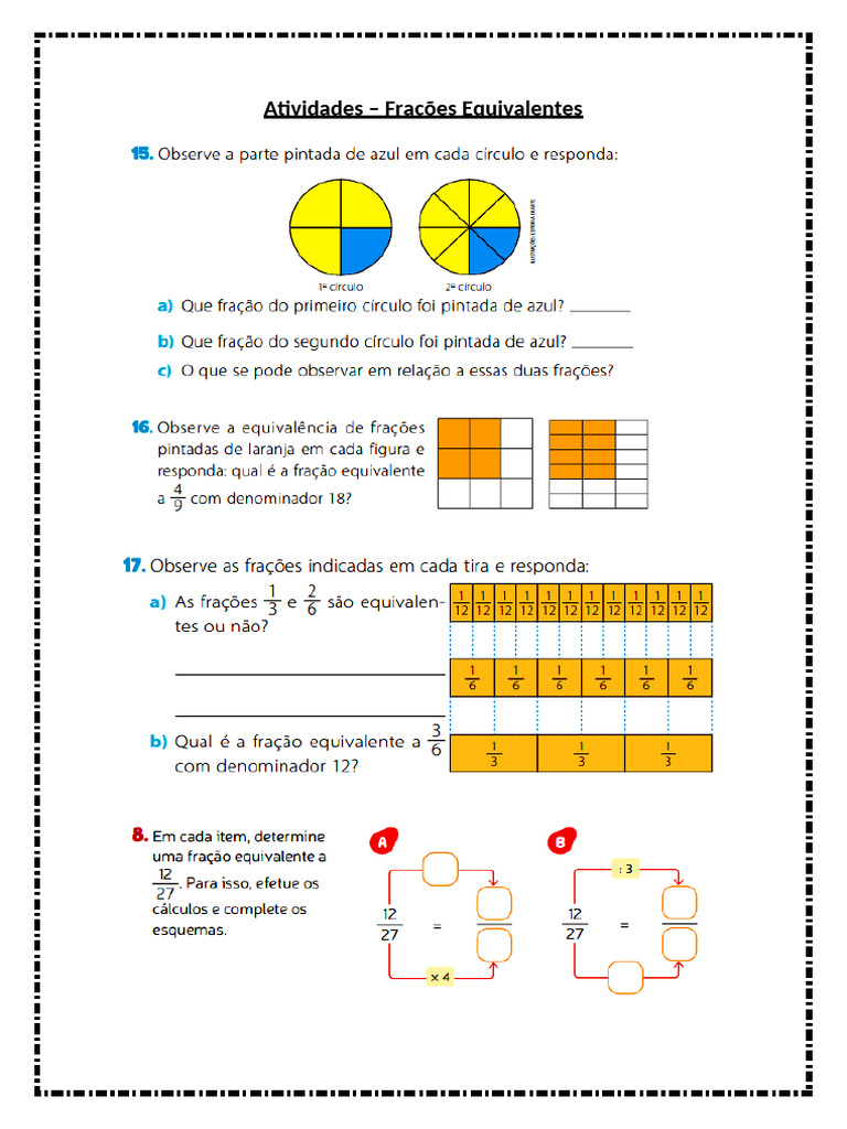 Atividades Frações Equivalentes | PDF