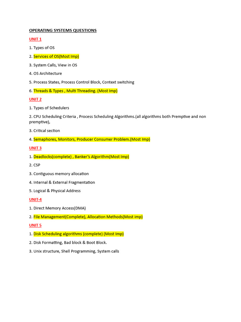 Operating Systems Questions | PDF