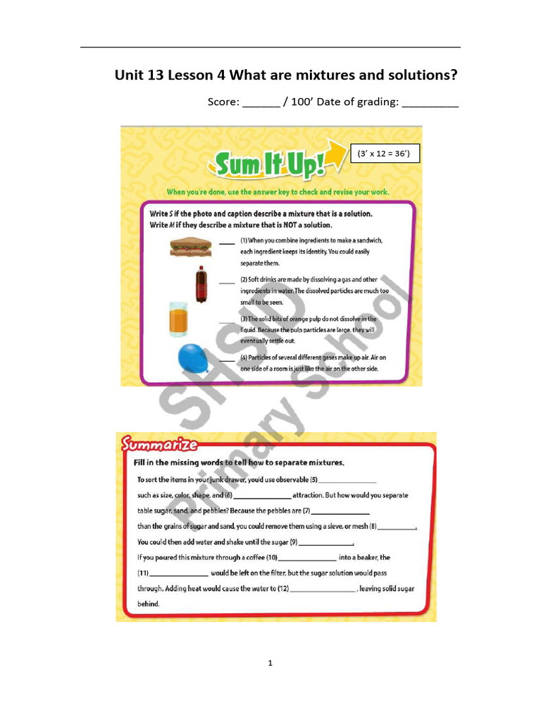 Mixtures and Solutions Overview | PDF