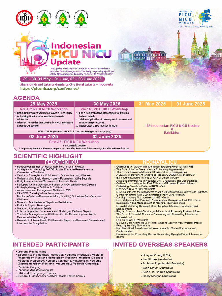 16th Indonesian PICU NICU Update Flyer | PDF | Neonatal Intensive Care ...