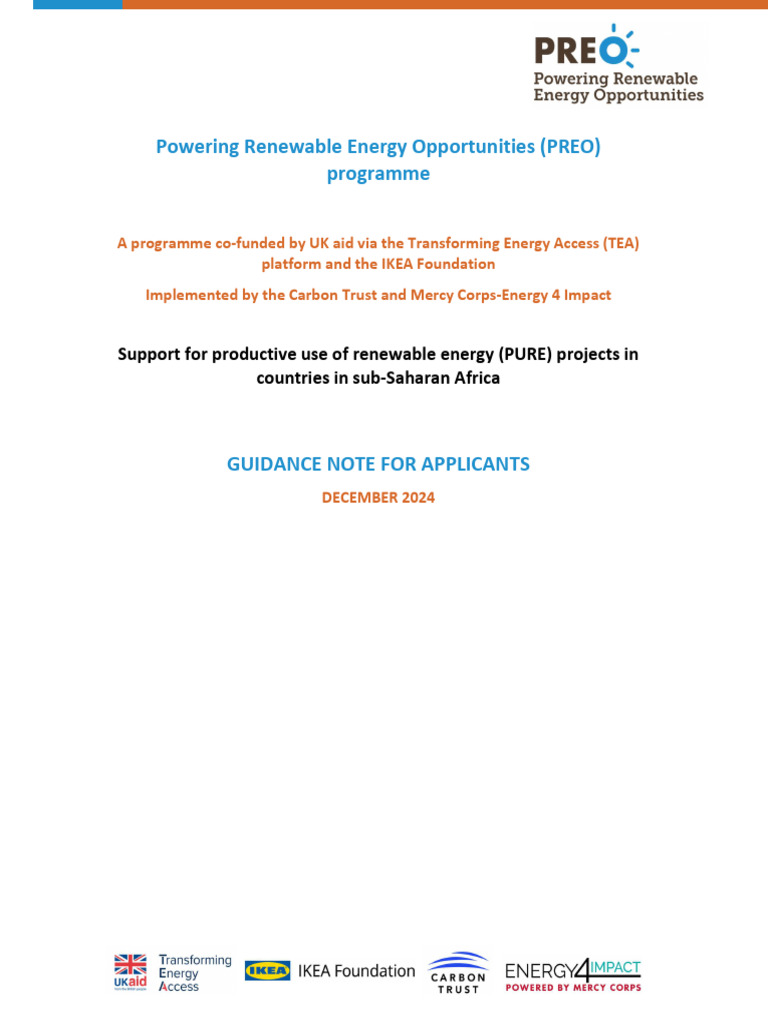 Preo Grant Application Guidance Note 9dec2024 | PDF | Sustainability | Performance Indicator