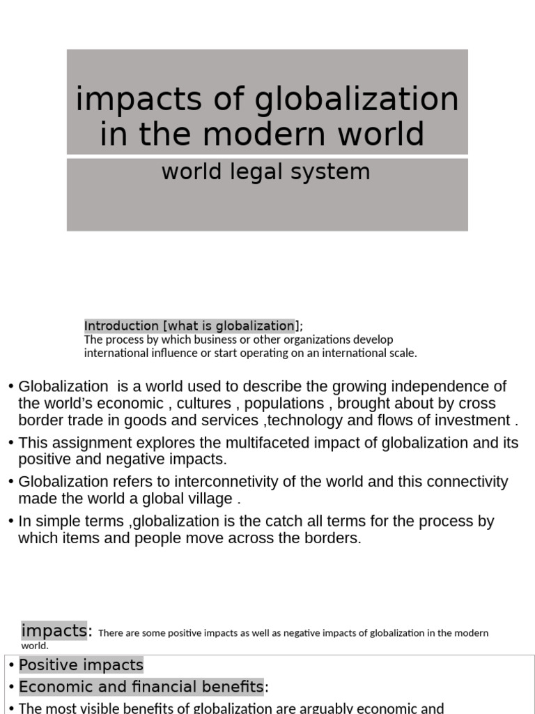 Impacts of Globalization in The Modern World | PDF
